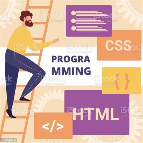 online project css html coding and programming stock illustration