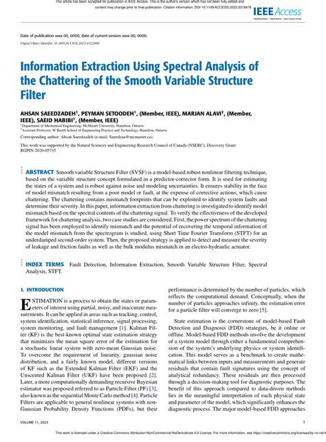 Pdf Information Extraction Using Spectral Analysis Of The Chattering