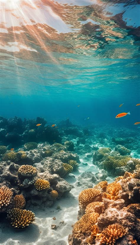 蓝色阳光水下珊瑚海底世界图片