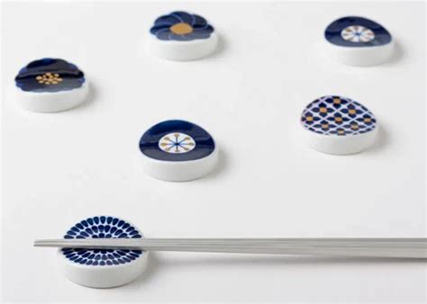 Botanical Chopstick Rest Set Arita Porcelain Set Of 5 Woodland Mod