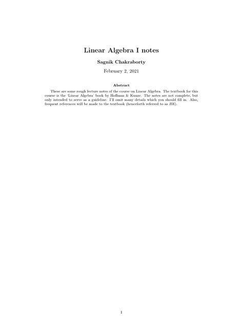 Linear Algebra Notes Pdf