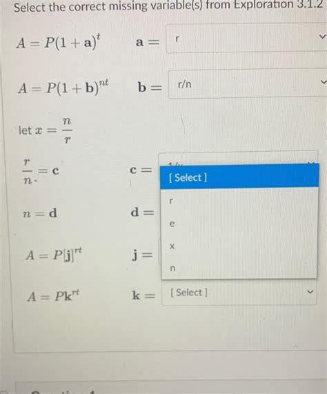 Solved Select The Correct Missing Variable S From Chegg