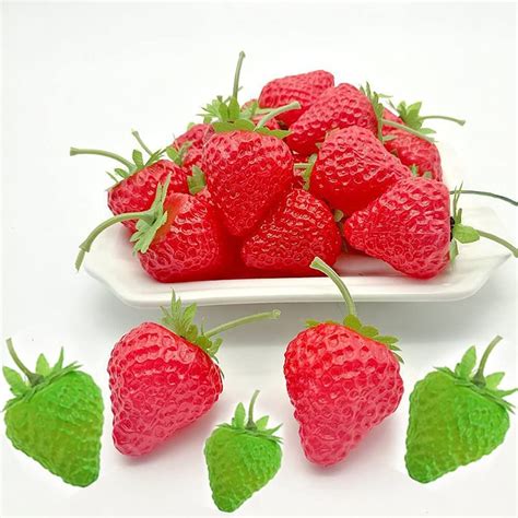 10pcs Plastic Strawberry Raspberry Mini Pvc Strawberry Slice Model