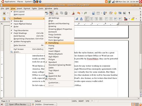 open office for structured authoring