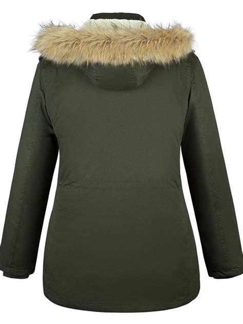 Soularge Womens Plus Size Sherpa Lined Winter Coats With Faux Fur Hoo