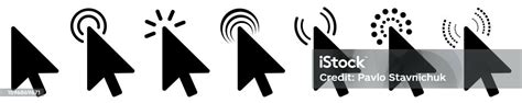 Set Of Flat Cursor Icons Click Or Press Cursor Set Arrow Pointer