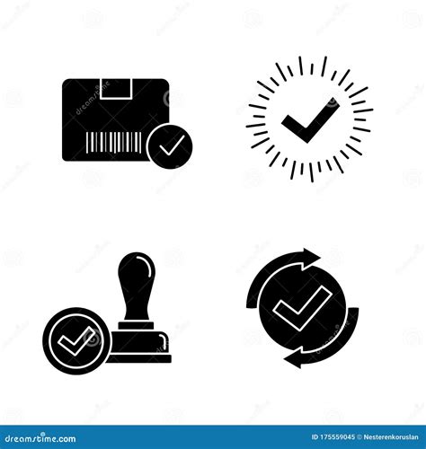 Approve Glyph Icons Set Stock Vector Illustration Of Checked