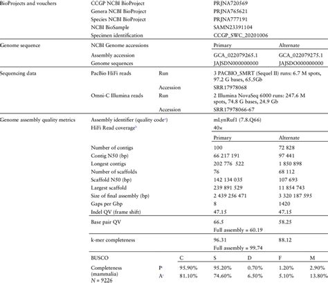 Sequencing And Assembly Statistics And Accession Numbers Download