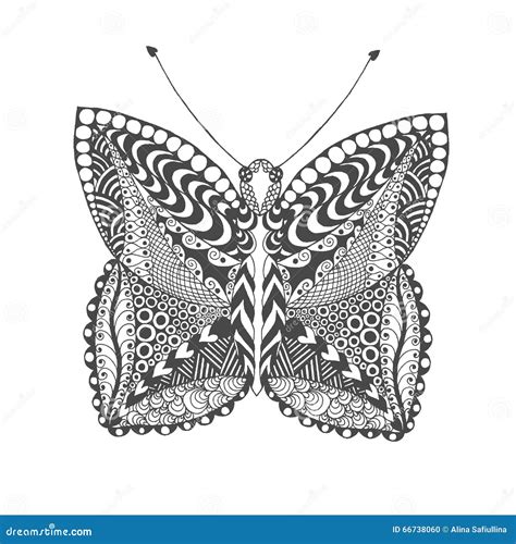 Zentangle Stylized Butterfly Stock Vector Illustration Of Mascot