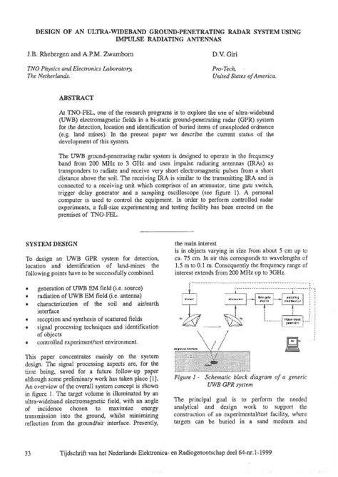 Pdf Design Of An Ultra Wideband Ground Penetrating Radar System Using Impulse Radiating Antennas
