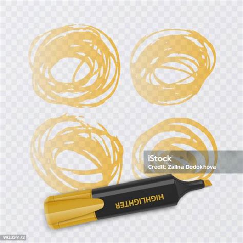 투명 한 배경에 고립 형광펜 요소와 다채로운 표시자의 집합입니다 투명 한 형광펜입니다 벡터 현실적인 스타일 고름에 대한 스톡