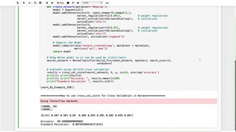 how to use cross val score for cross validation in keras youtube
