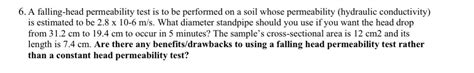 Solved A Falling Head Permeability Test Is To Be Performed