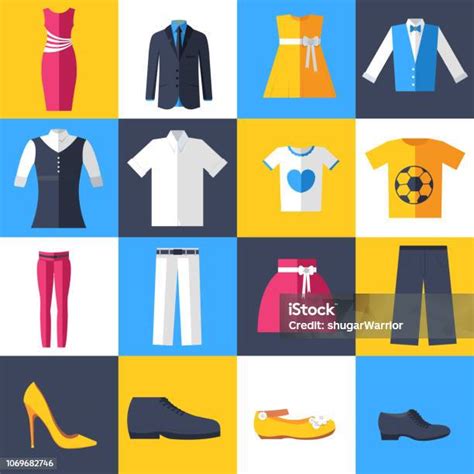 사람 아이콘에 대 한 컬렉션 스타일 패션 의류 배경 개념을 설정합니다 웹 및 모바일 디자인을 위한 벡터 템플릿 의류에 대한 스톡 벡터 아트 및 기타 이미지 Istock