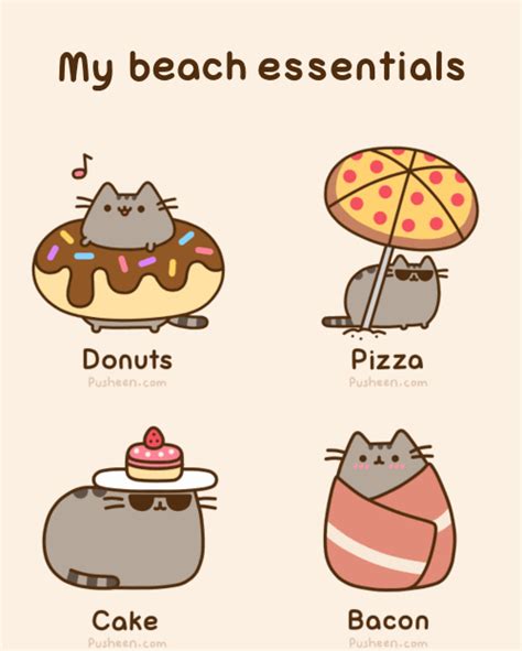 Pusheen Beach   Animation Animated Pictures Comics