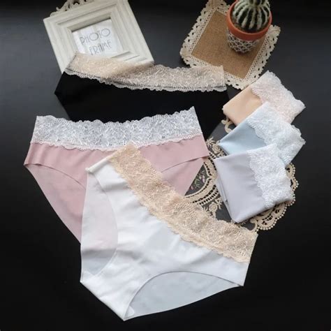 เซ็กซี่ผู้หญิงผ้าไหมกางเกงกีฬาชุดชั้นในลูกไม้ไม่มีรอยต่อ Pantys Low