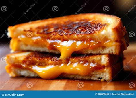 Pan Tostado Con Mantequilla Y Salsa De Caramelo En Un Tablero De Madera
