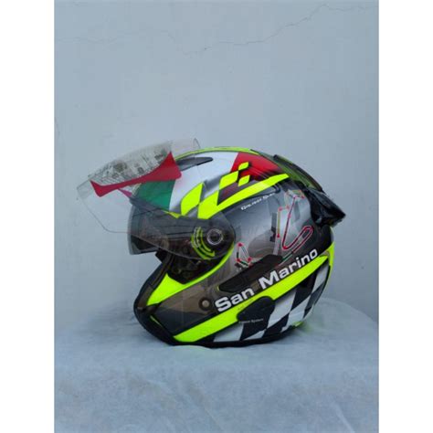 Jual Helm Kyt Galaxy Flat R San Marino Yellow Fluoblack 100 Original Kyt Shopee Indonesia