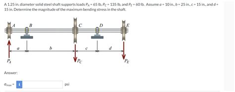 Solved A 125 In Diameter Solid Steel Shaft Supports Loads