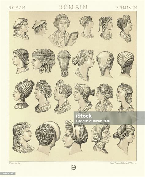 고대 로마의 패션 로마 헤어스타일 가발 보닛 필렛 및 왕관 역사 빈티지 일러스트레이션 판화 제작물에 대한 스톡 벡터 아트 및 기타 이미지 Istock
