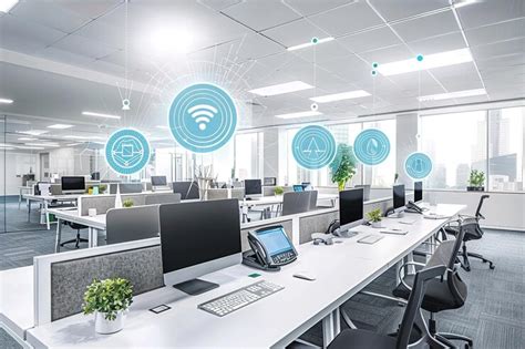 Premium Photo A Smart Office Environment With Iot Sensors Optimizing Energy Usage Temperature