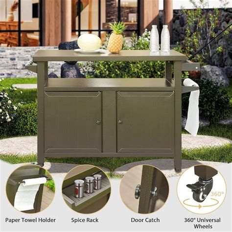 Grill Carts Outdoor Storage Cabinet With Wheels Metal Outdoor Grill