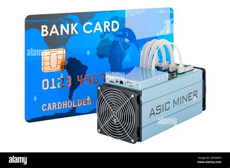 Asic Miner With Credit Card 3d Rendering Isolated On White Background