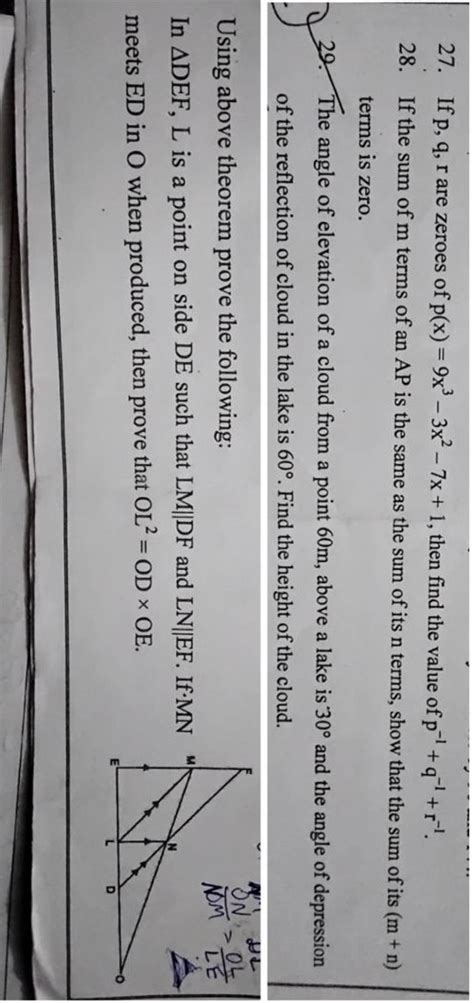27 If Pqr Are Zeroes Of Px9x3−3x2−7x1 Then Find The Value Of P−1