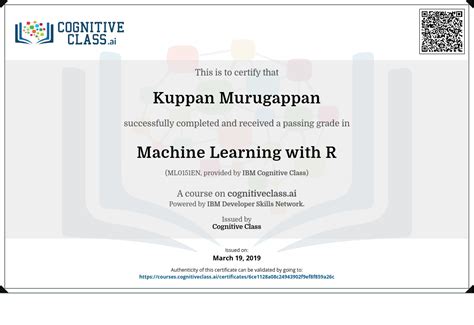 Ibm Cognitive Class Ml0151en Certificate Cognitive Class