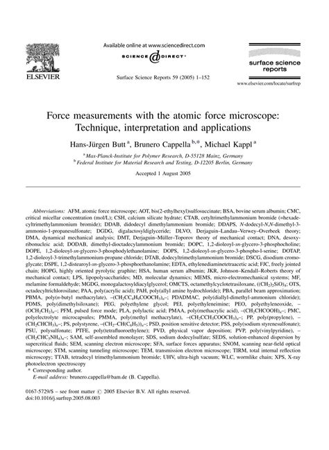Force Measurements With The Atomic Force Microscope Technique
