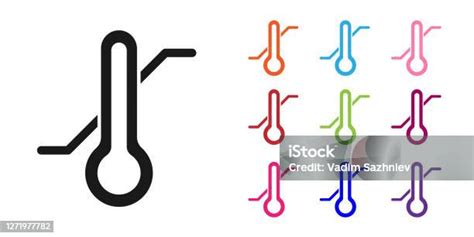 흰색 배경에 고립 된 검은 기상 온도계 측정 아이콘 온도계 장비는 덥거나 추운 날씨를 표시합니다 다채로운 아이콘을 설정합니다 벡터 0명에 대한 스톡 벡터 아트 및 기타