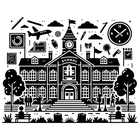 Vector De Escuela Vector De Silueta De Escuela Ilustración De La
