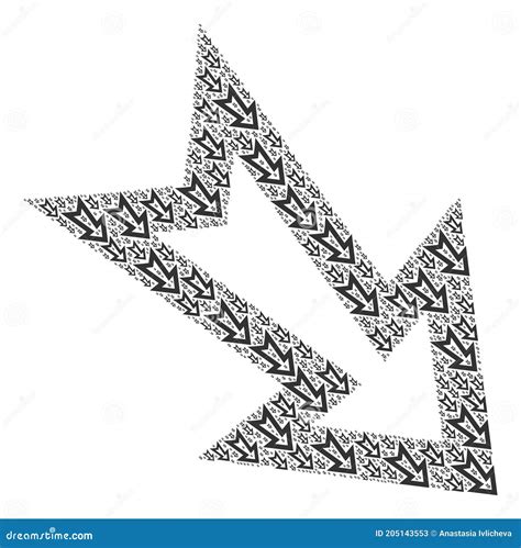 Arrow Right Down Recursion Mosaic Of Itself Icons Stock Vector