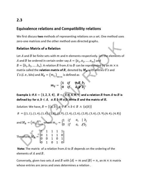 Equivalence Relation And Compatibility Relation Pdf Matrix