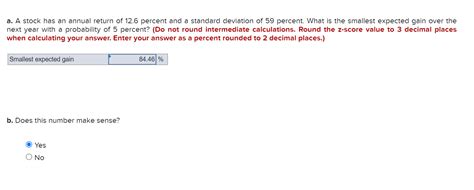 Solved A A Stock Has An Annual Return Of Percent And A Chegg