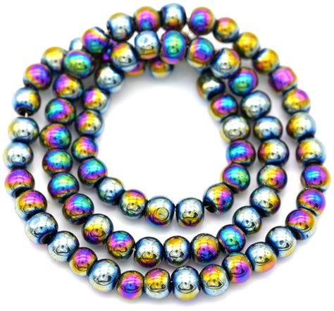 11” Strand 4mm Glass Round Beads Rainbow Iris Bead Box Bargains