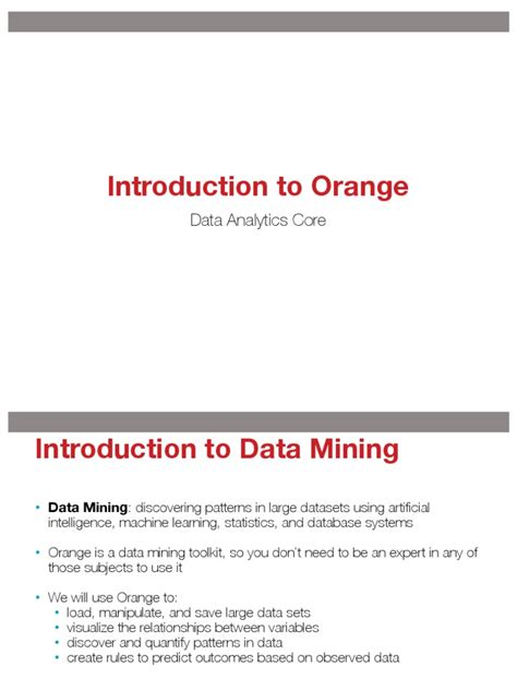 Introduction To Orange Data Analytics Core Pdf Data Mining