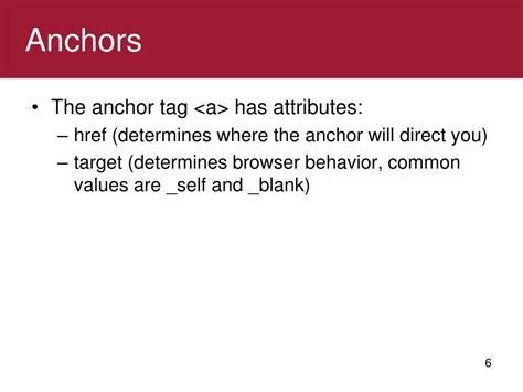 Ppt More Html Lists Anchors Input Types Powerpoint Presentation