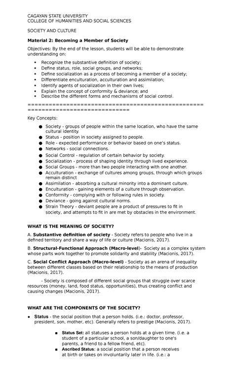 Material 2 Lecture Notes Cagayan State University College Of