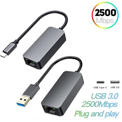 USB C TO Ethernet Adapter Type C 3 0 To RJ45 Network Gigabit LAN 2500Mbps Y9P6 EUR 12 38