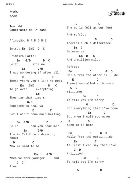 Chords For Adeles Hello Pdf