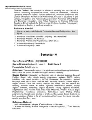 Road Map And OUtlines BS CS 2019 23 Pdf