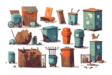 Premium Vector Cartoon Set Of Garbage And Waste Containers Flat