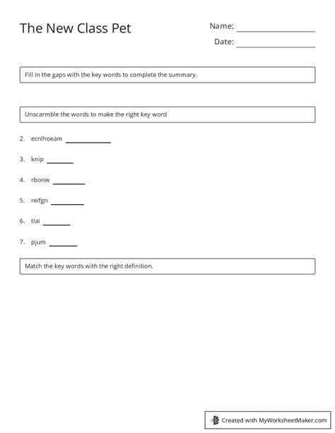 The New Class Pet My Worksheet Maker Create Your Own Worksheets