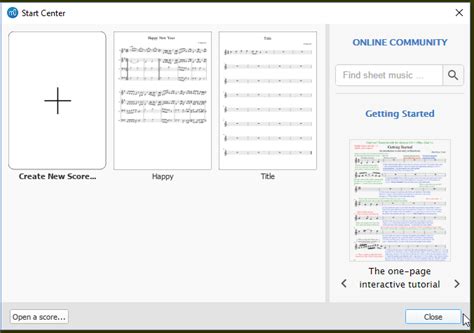 Create A New Score Musescore
