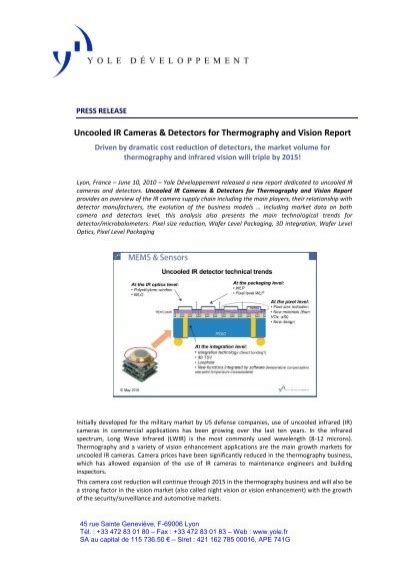 Uncooled Ir Cameras And Detectors For Thermography And Vision