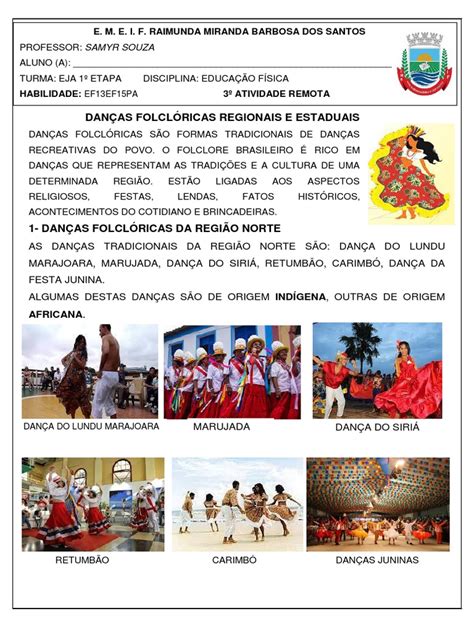 Danças Folclóricas Regionais Brasileiras Uma Atividade Sobre As Danças