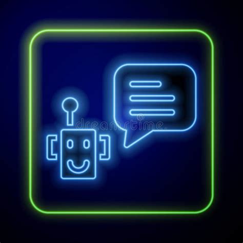 glowing neon bot icon isolated on blue background robot icon stock