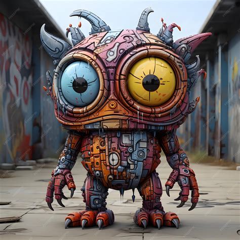 Premium Ai Image Graffiti Monster Robot Character