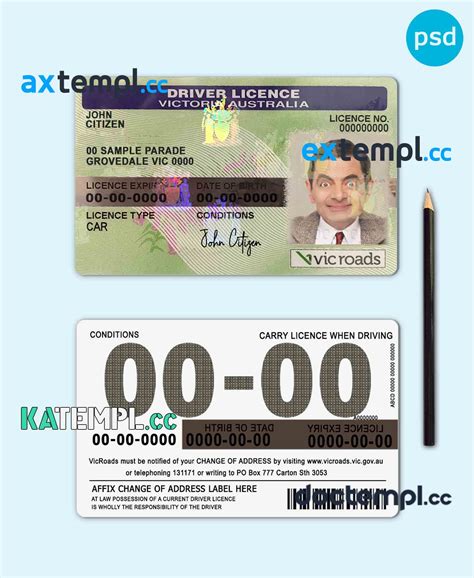 Sample Australia Victoria State Driving License Template In PSD Format Fully Editable With All